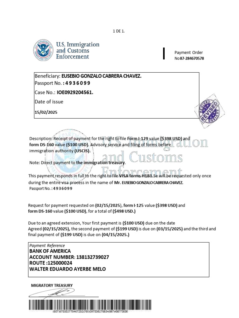 (Payment Format) Eusebio Gonzalo Cabrera Chavez | PDF