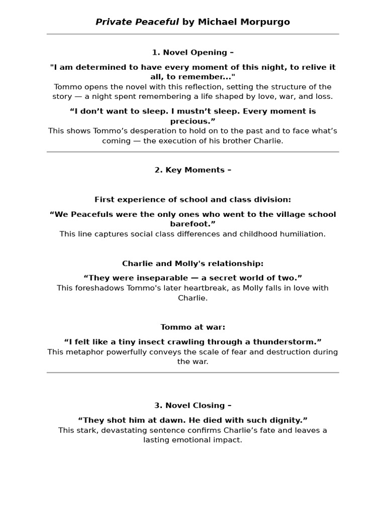 Quotes - Private Peaceful by Michael Morpurgo | PDF | Courage