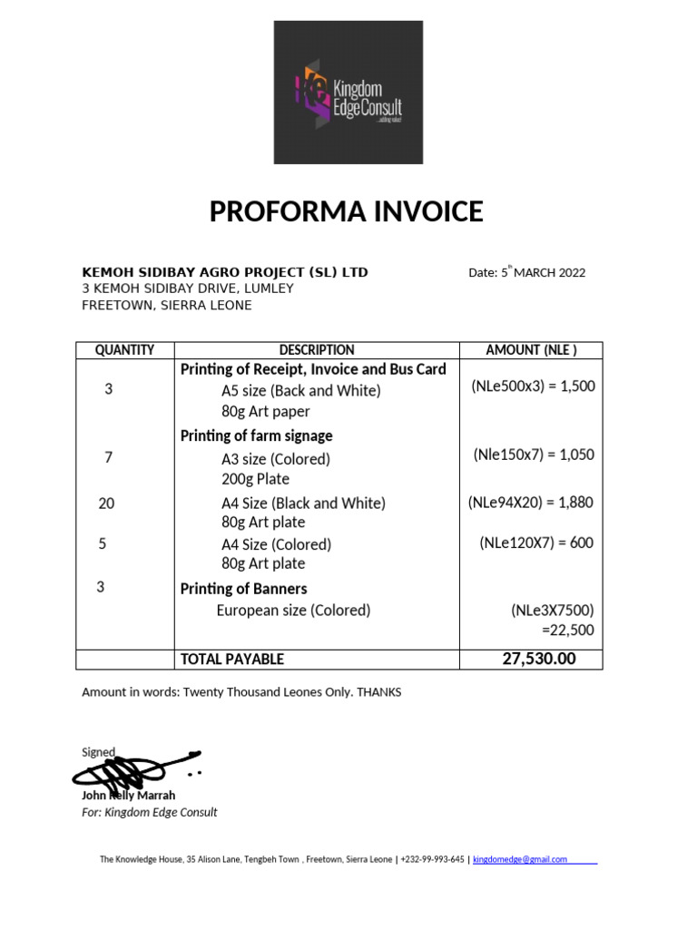 Proforma XX | PDF