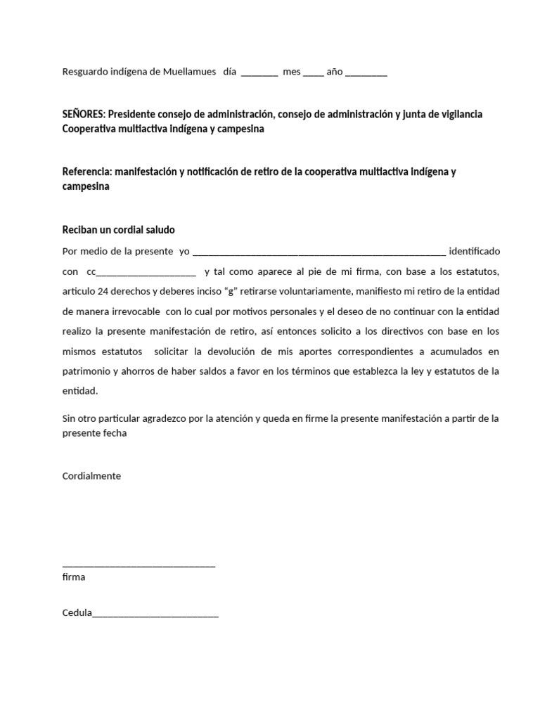 Formato de Retiro | PDF