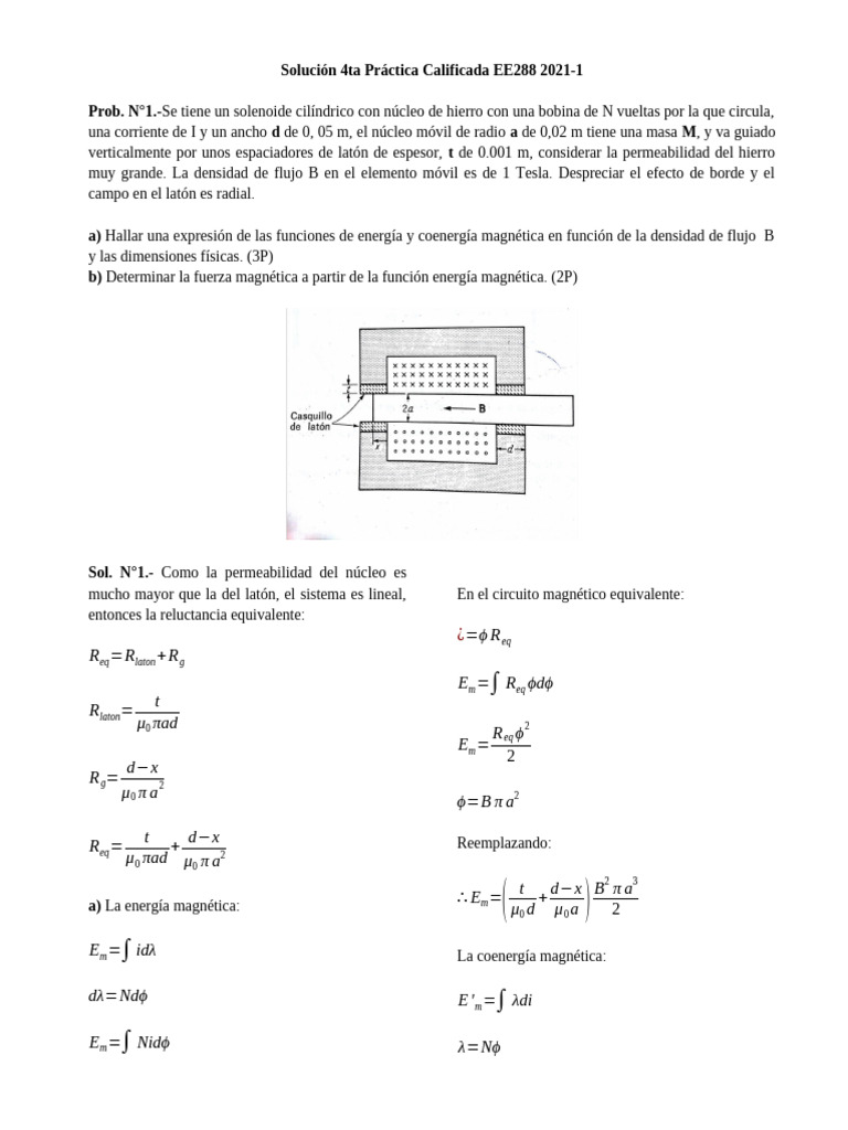 Solucionario PC4 EE288N 2021-1 | PDF | Inductor | Ingenieria Eléctrica
