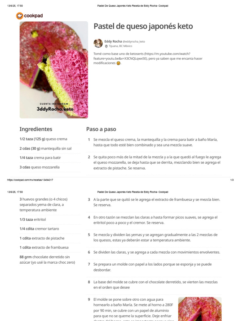 Pastel de Queso Japonés Keto Receta de Eddy Rocha | PDF | Tarta de ...