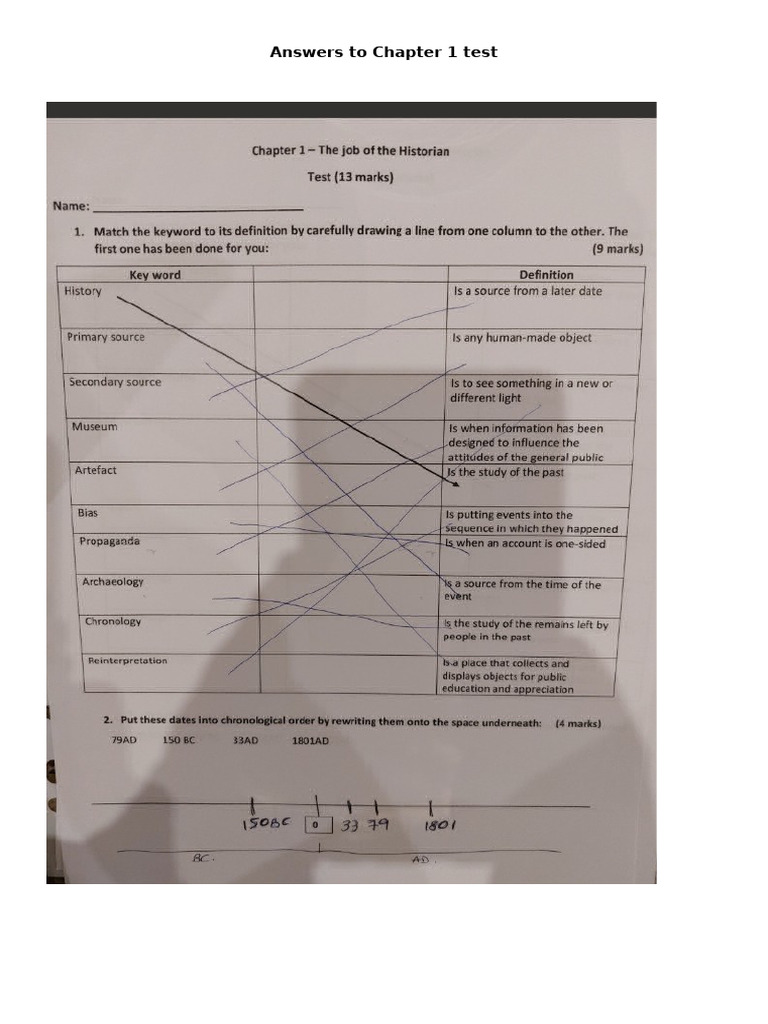 Chapter 1 History Key Words - Test | PDF