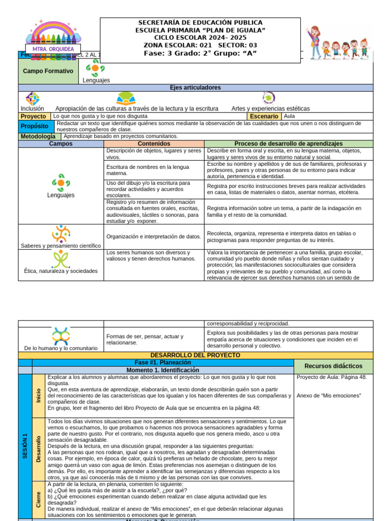 Proyecto: Gustos y Disgustos en Clase | PDF | Las emociones | Escritura