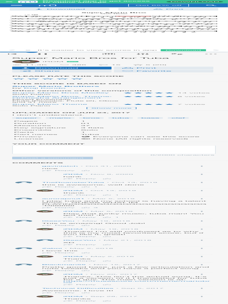 Super Mario Bros For Tuba Sheet Music For Tuba (Solo) | PDF | Musical ...