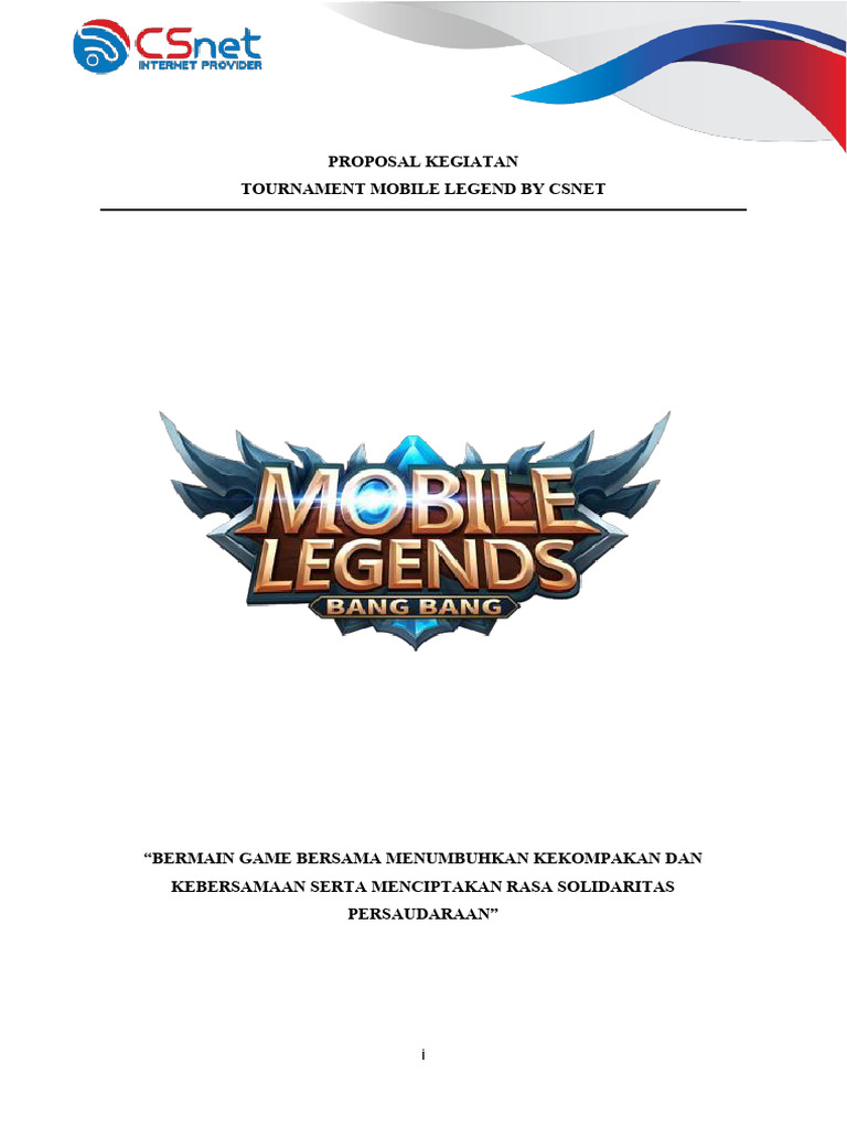 Proposal Kegiatan Mobile Legend E-Sport Tournament 1 | PDF