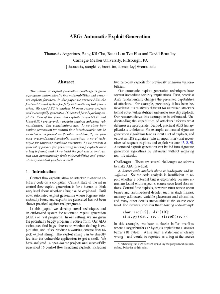 Automatic Exploit Generation System | PDF | Computer Science | Software