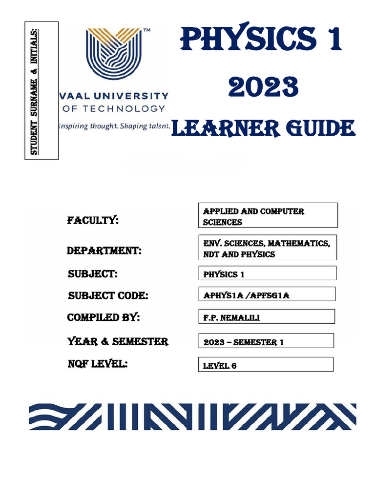 2023-Semester 1@Physics 1_ Aphys1a_learning Guide | PDF | Waves | Diffraction