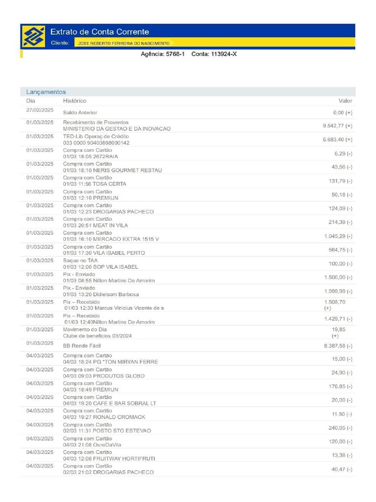 Extrato Mensal | PDF