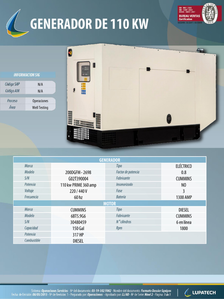 Generador de 110 KW | PDF