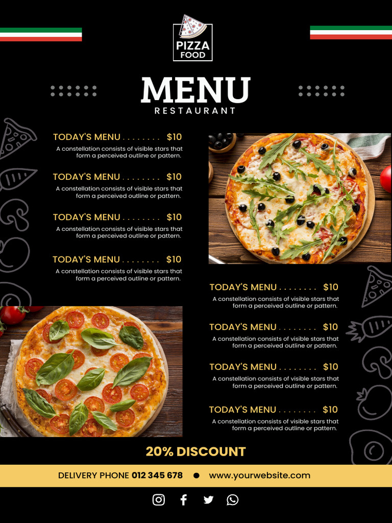 Wepik Doodle Linear Pizza Food Restaurant Menu 20240824183026thif | PDF