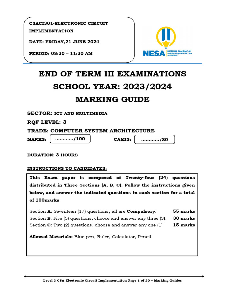 Level 3 CSA Electronic Circuit Exam Guide | PDF | Printed Circuit Board ...