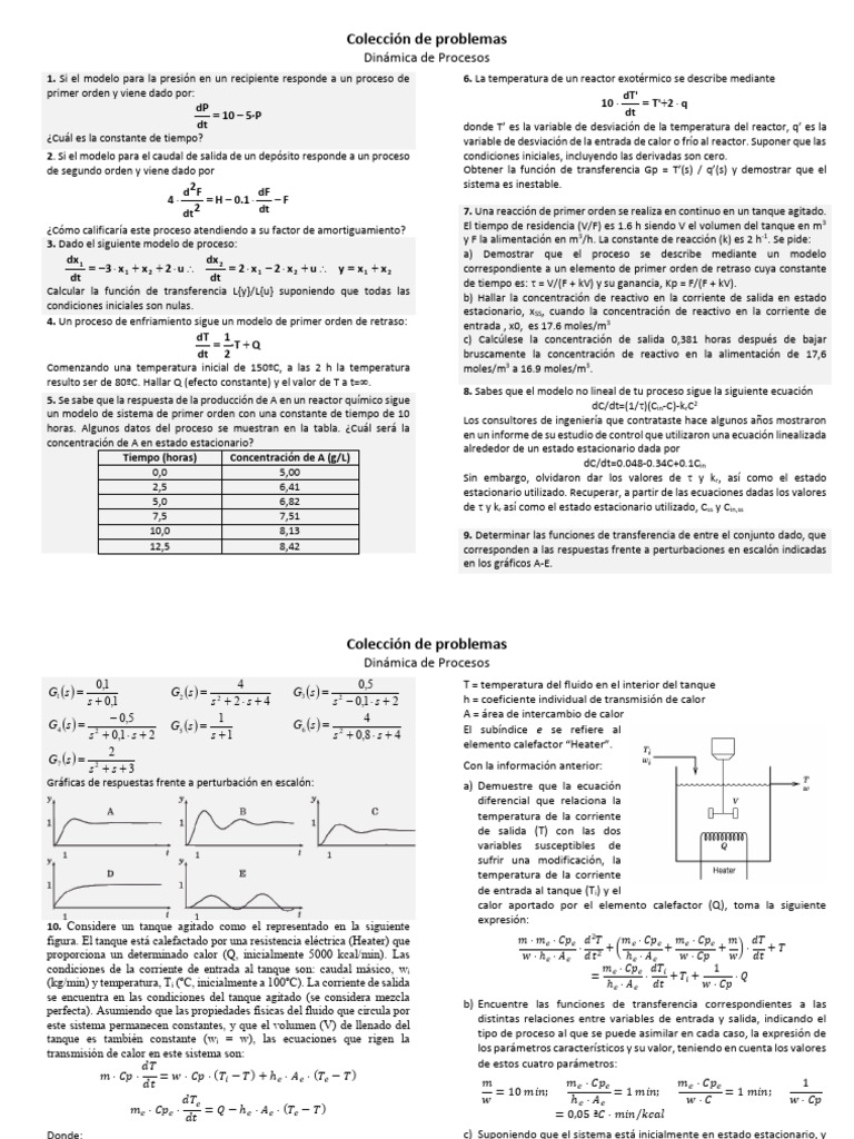 Hoja de Ejercicios DP Relaciuonados Con Control de Procesos | PDF | Temperatura | Calor