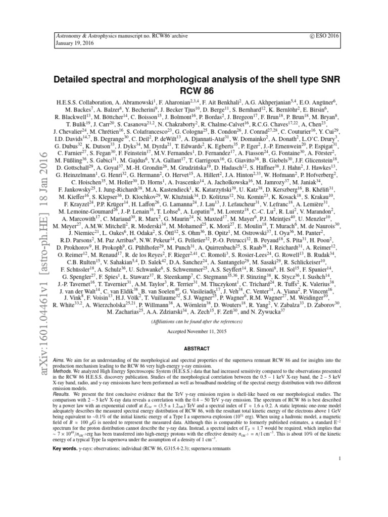 RCW 86 Supernova Remnant Analysis | PDF | Supernova | Emission Spectrum