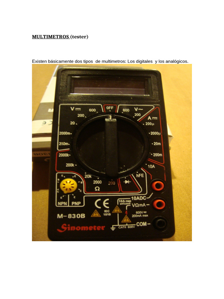 MULTIMETROS | PDF | Resistencia Eléctrica y Conductancia | Corriente eléctrica