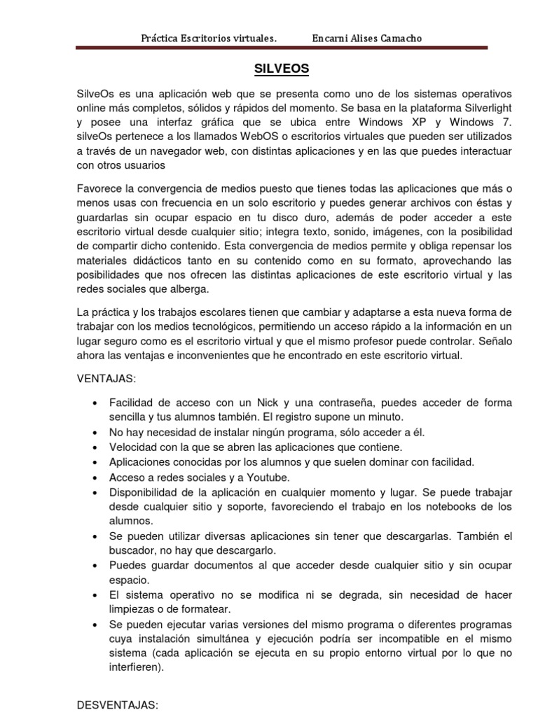 Ventajas y desventajas de SilveOs | PDF | Archivo de computadora | Red ...