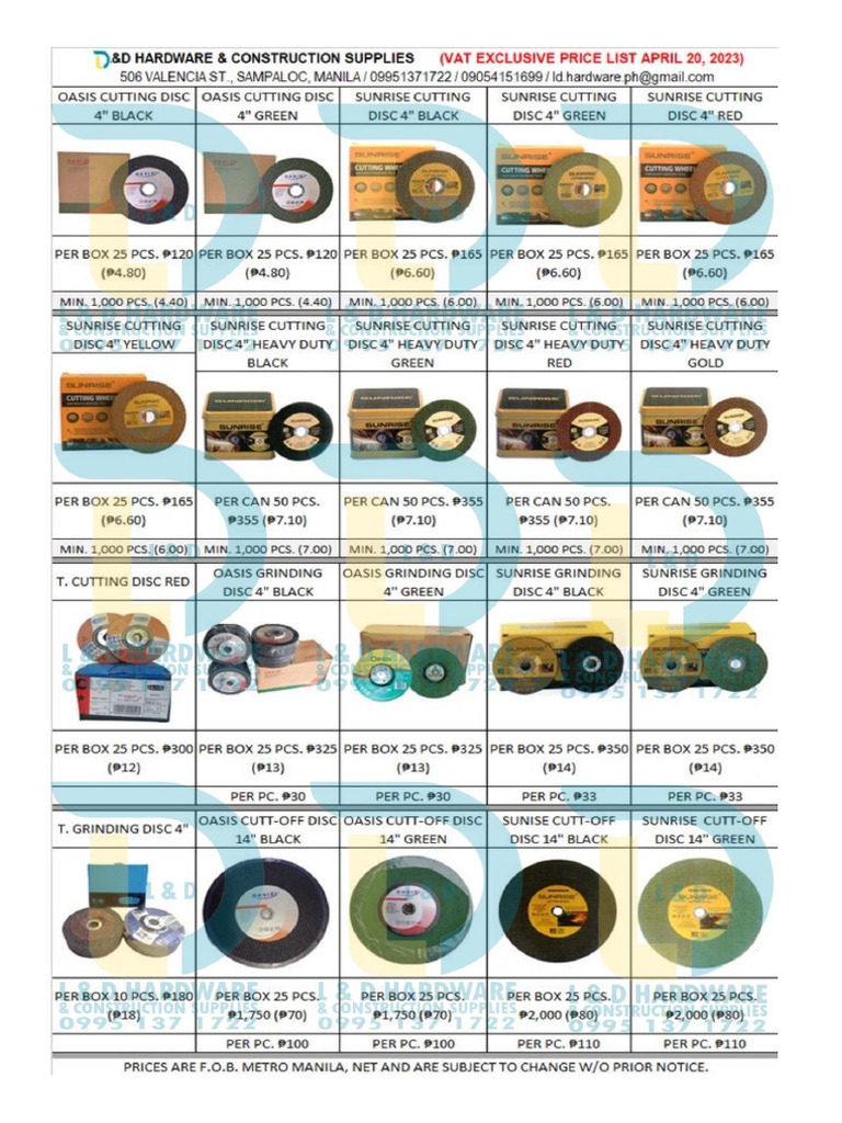 L&D Price List April 20, 2023 PDF | PDF