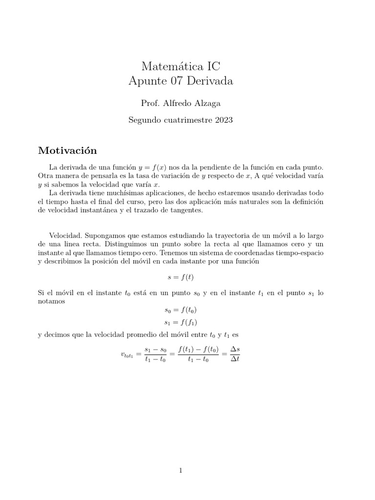 A07 Derivada | PDF | Derivado | Velocidad