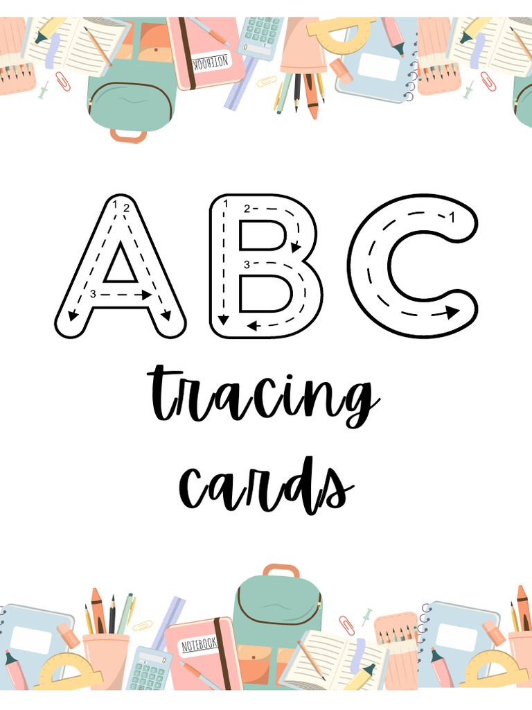 Alphabet Tracing Cards Worksheet in Pastel Colors Illustrative | PDF