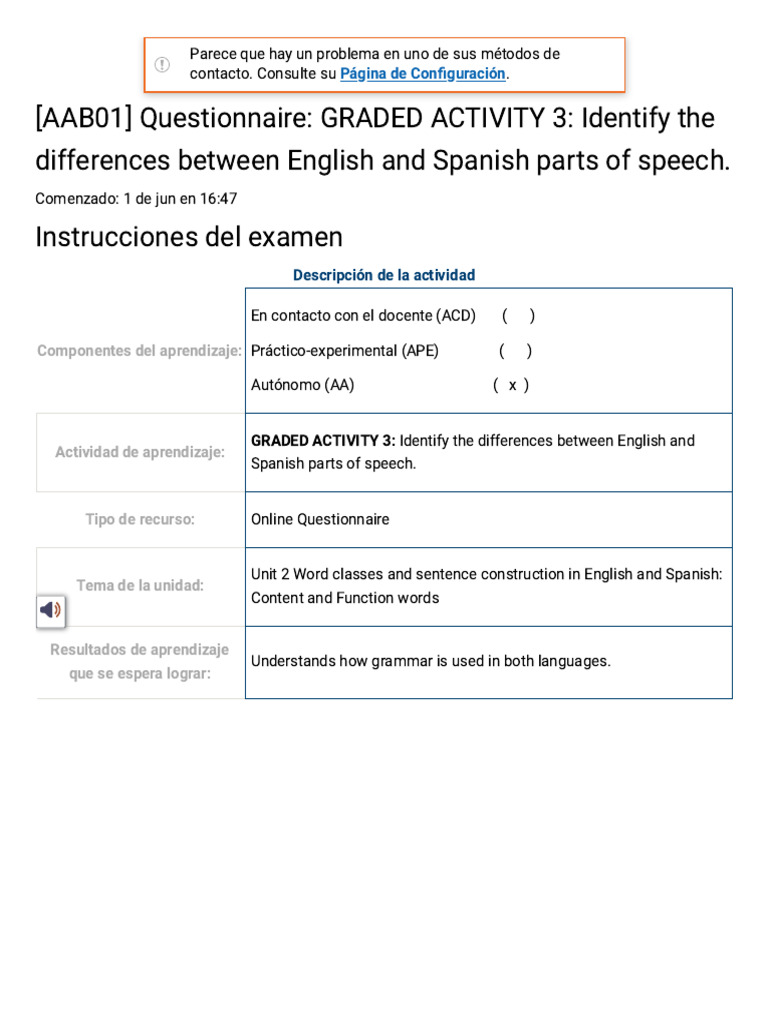 Examen - (AAB01) Questionnaire - GRADED ACTIVITY 3 - Identify The ...