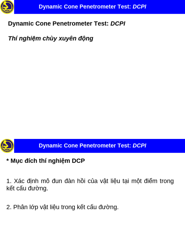 Thí nghiệm xuyên động DCP | PDF