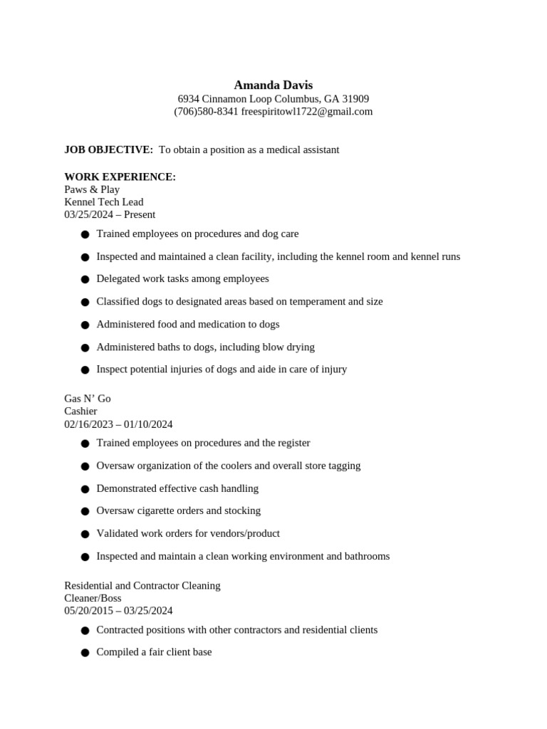 Amanda Davis Resume | PDF