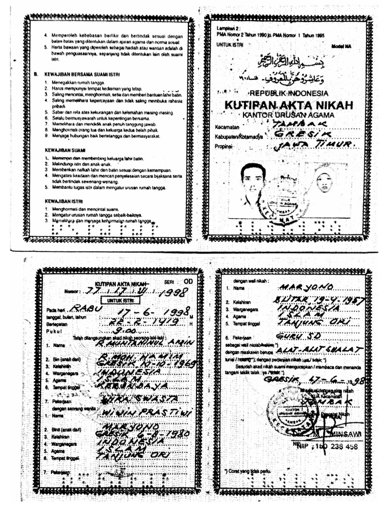 Akta Nikah - 19691010 200901 1 001 | PDF
