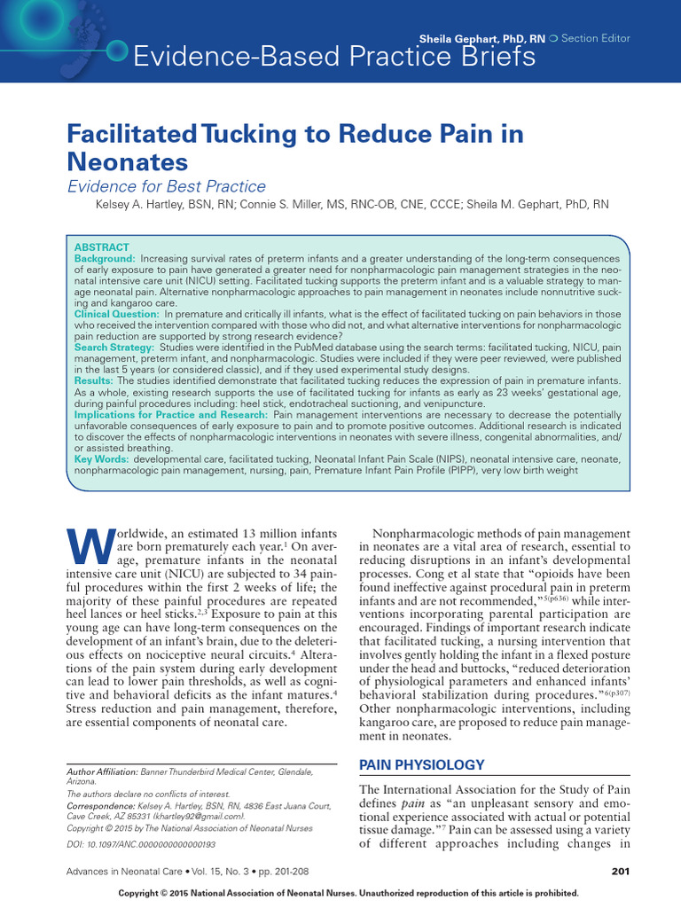 Facolotated Tucking Neonatologia | PDF | Pain | Preterm Birth