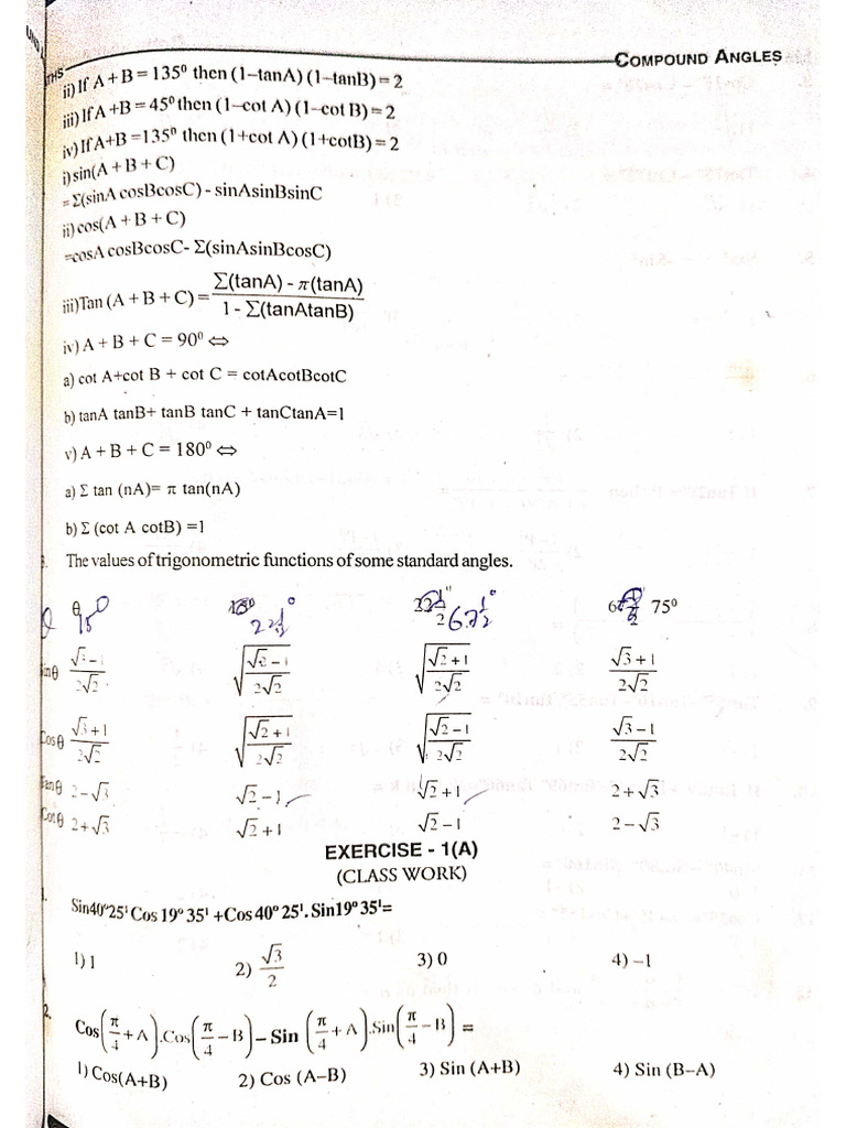 Compound Angles | PDF
