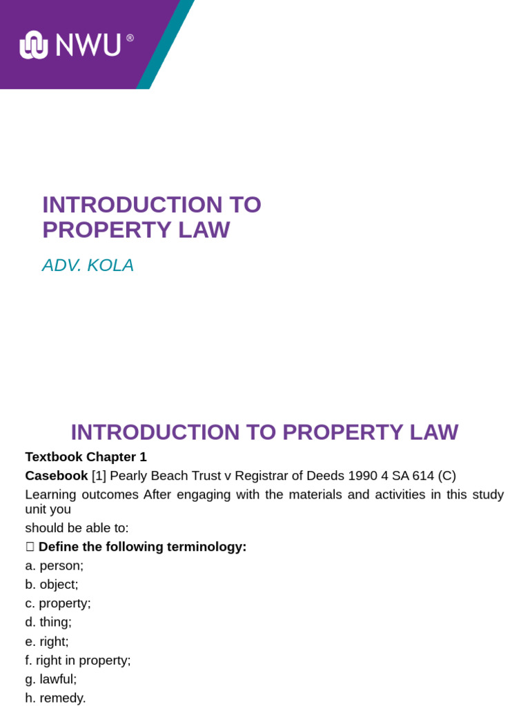 Introduction To Property Law | PDF | Property | Common Law
