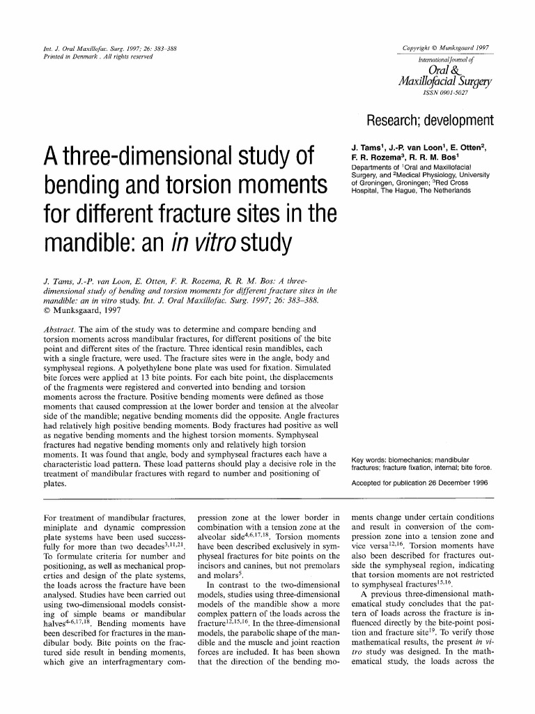 A Three-Dimensional Study of Bending and Torsion Moments For Different ...