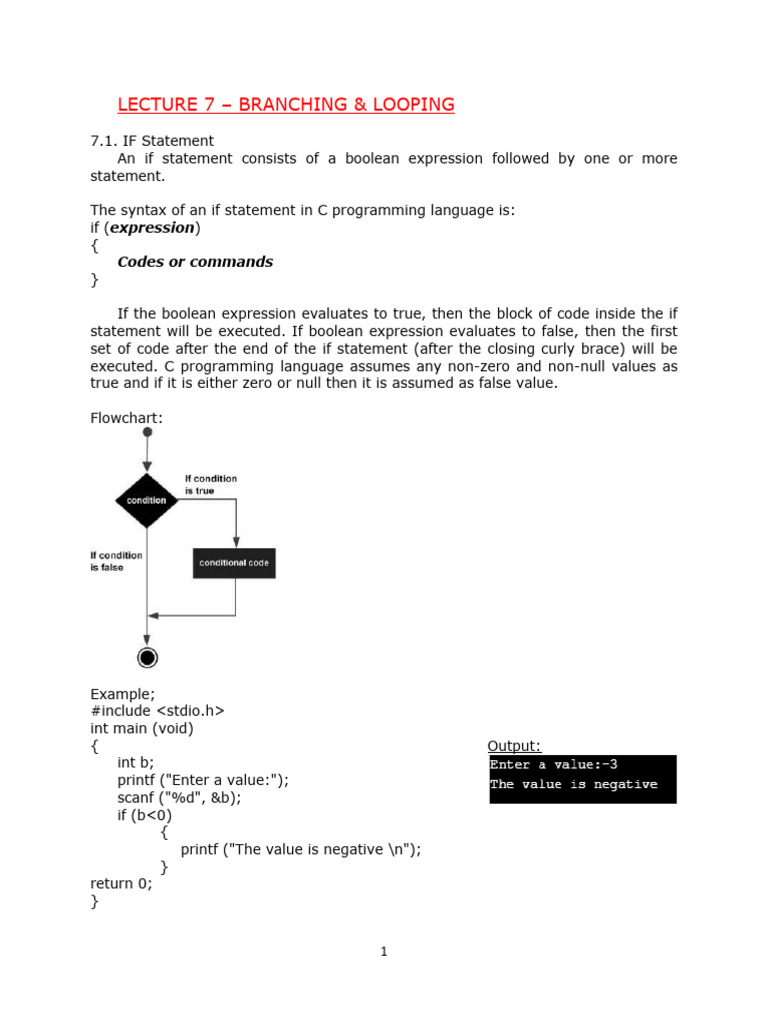 Lecture 7 | PDF | Boolean Data Type | C (Programming Language)