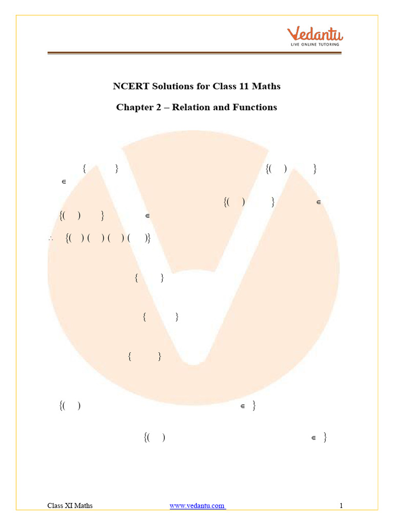 NCERT Solutions For Class 11 Maths Chapter 2 Relations and Functions Exercise 2.2 Free PDF | PDF ...