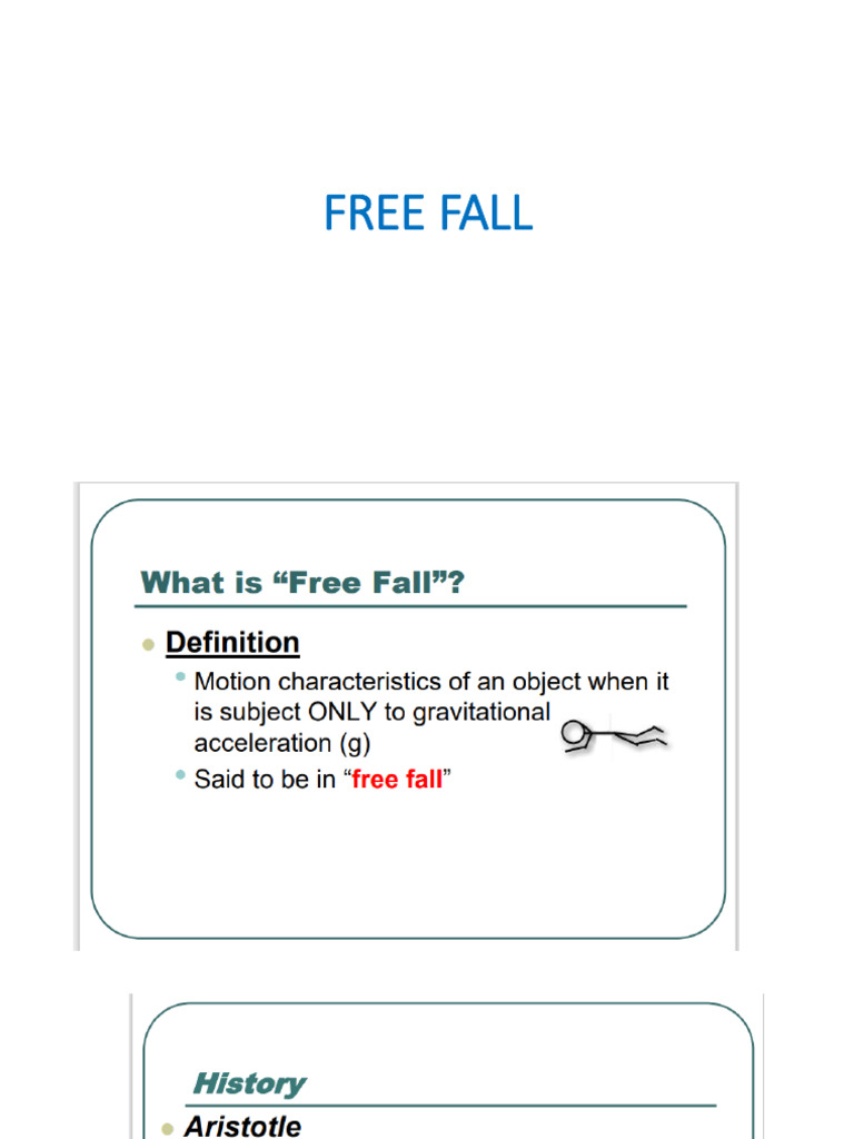 Kinematic Formulas for Free Fall | PDF