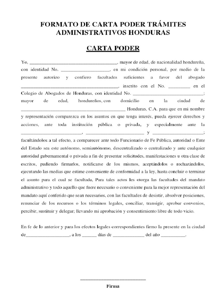 Carta Poder Trámites Administrativos | PDF