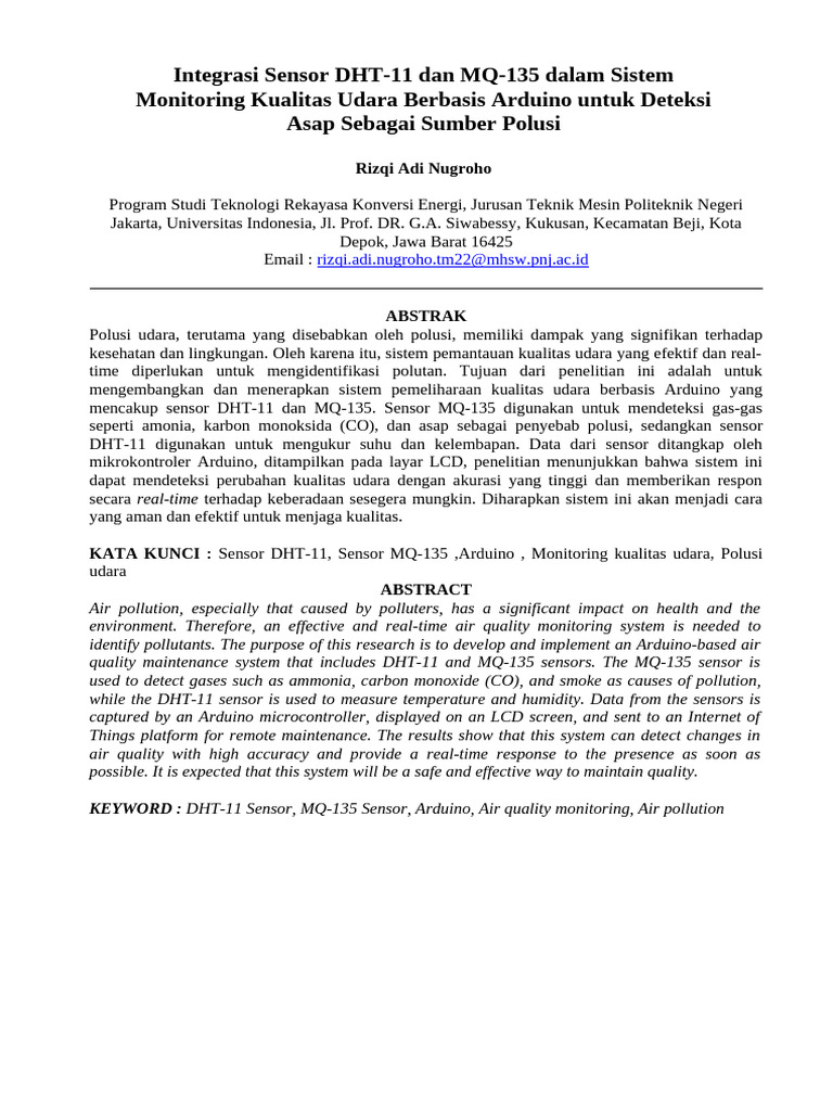 Jurnal Monitoring Kualitas Udara Arduino | PDF