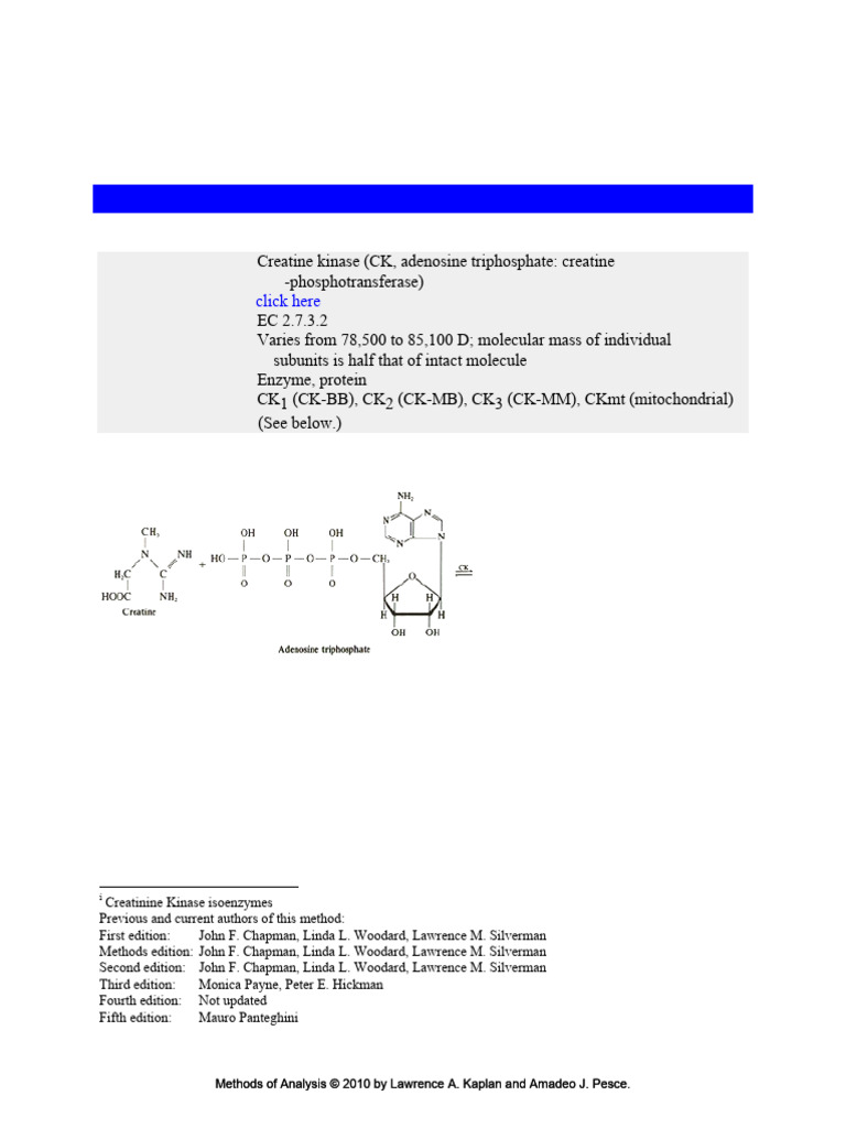 Creatine Kinase Isoenzymes | PDF