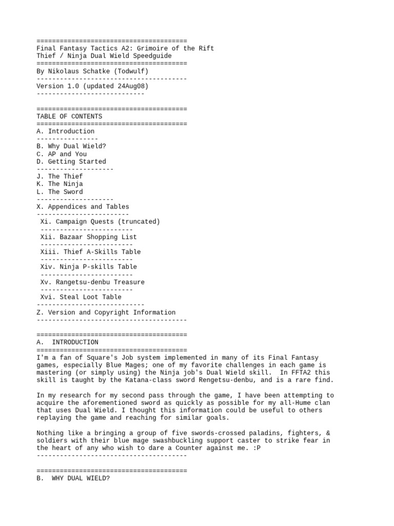 Final Fantasy Tactics A2 - Grimoire of The Rift - Dual-Wield Guide - DS ...
