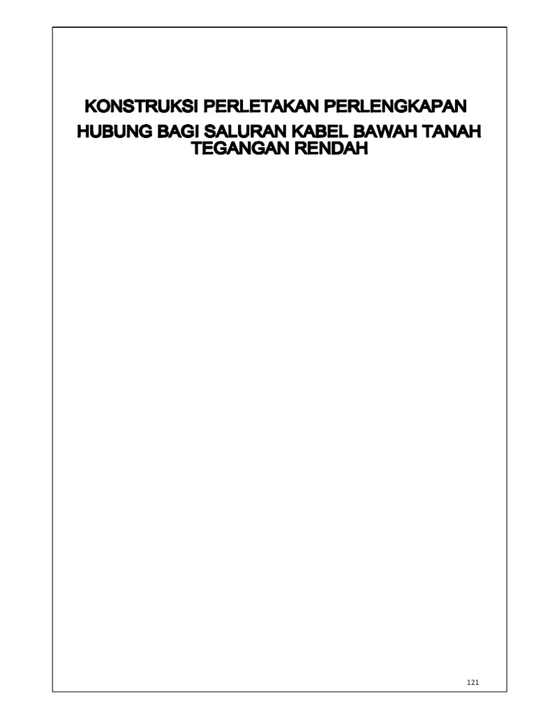 26.konstruksi Perletakan Perlengkapan Hubung Bagi Saluran Kabel Bawah ...