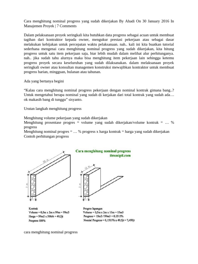 Cara Hitung Nominal Progress Proyek | PDF
