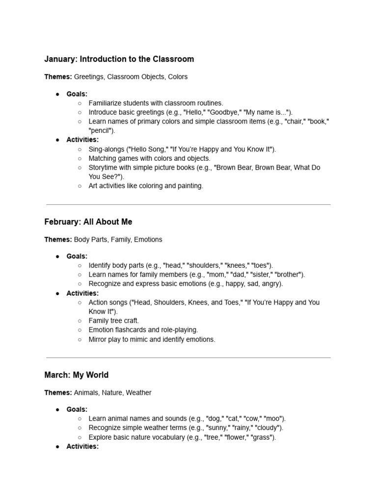 2-3 Year Old Curriculum Overview | PDF | Learning