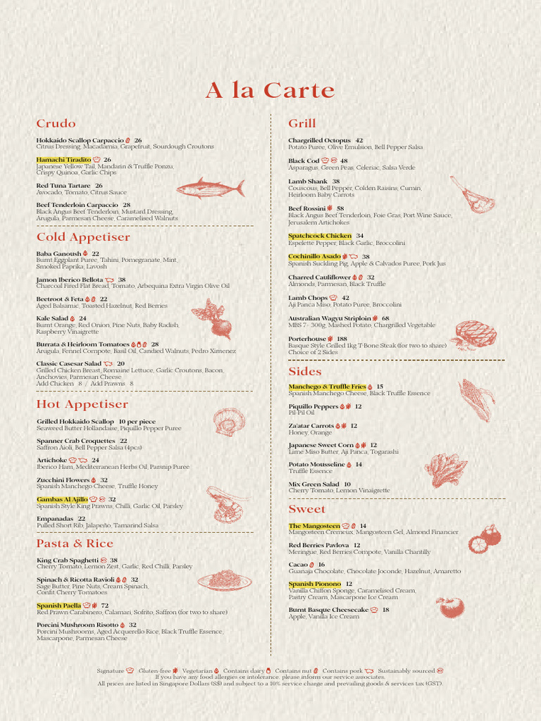 A La Carte Menu Highlights | PDF | Spanish Cuisine | Foods