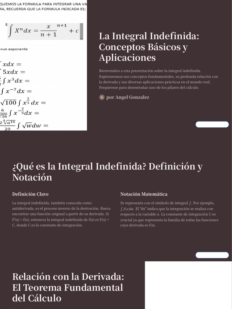 La Integral Indefinida Conceptos Basicos y Aplicacioness | PDF ...
