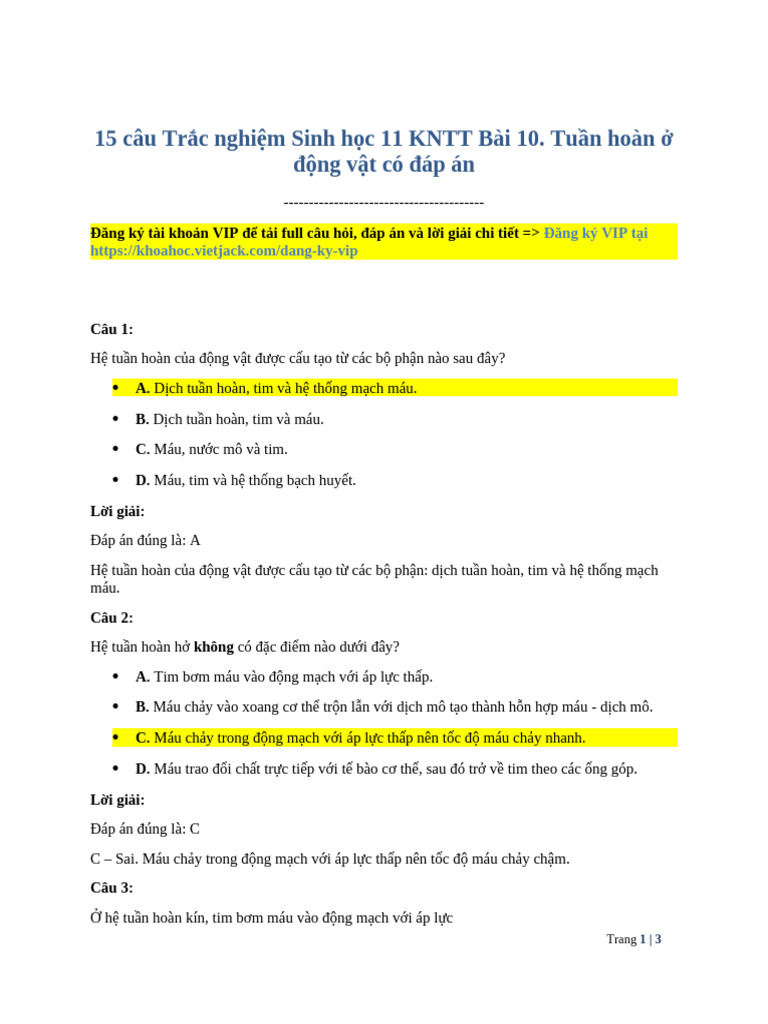 15 Cau Trac Nghiem Sinh Hoc 11 Ket Noi Tri Thuc Bai 10 Co Dap An 2025-01-04 2 | PDF