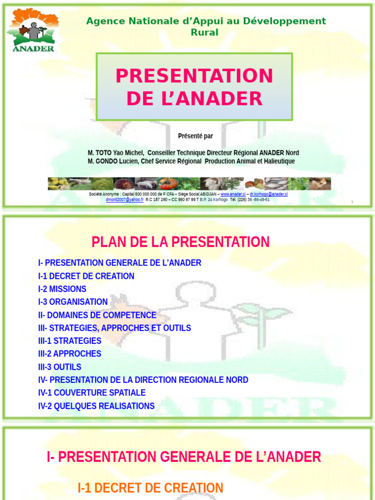 Présentation de l'ANADER et ses missions | PDF | Zone rurale ...