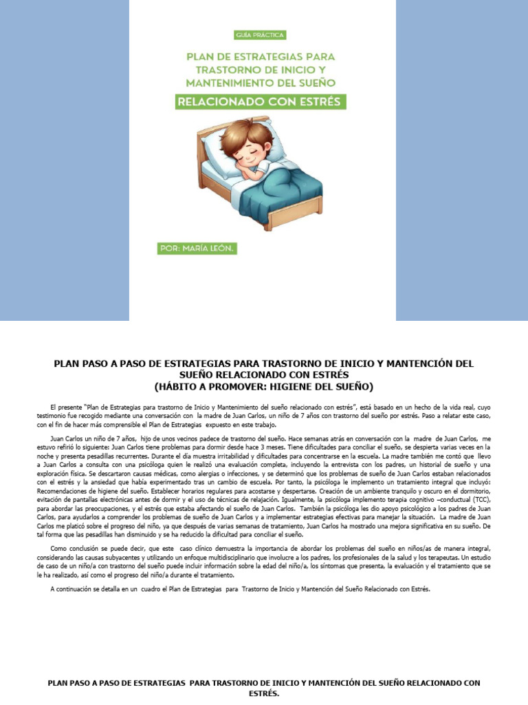 Plan Paso A Paso de Estrateg Ias para El Trastorno de Inicio y Mantención Del Sueño Relacionado ...