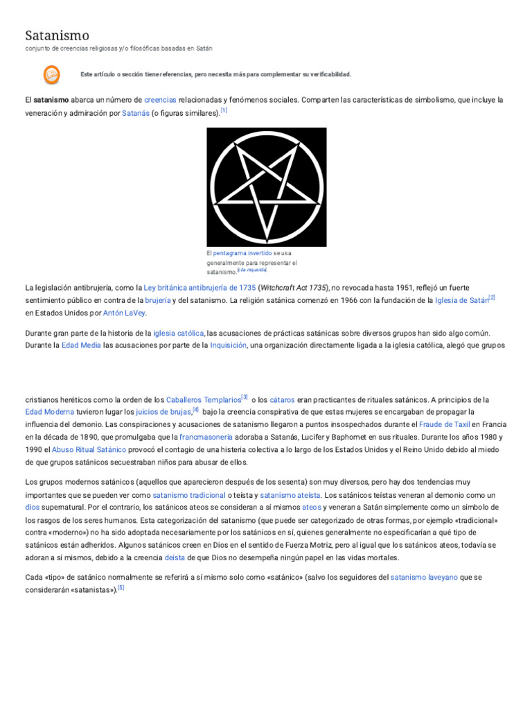 Historia del Satanismo y sus Creencias | PDF | satanismo | Religiones ...