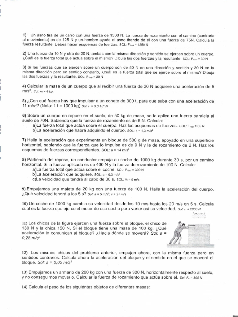 Ejercicios Fuerzas Enunciados y Soluciones | PDF