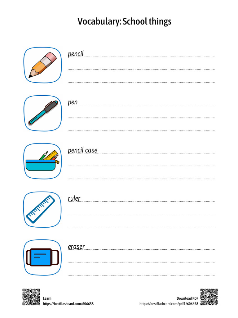 Vocabulary - School Things | PDF