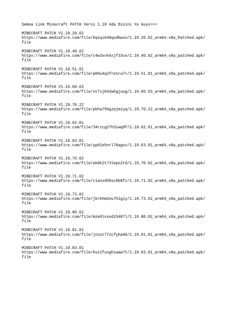 Minecraft 1.19 Patch Links Collection | PDF